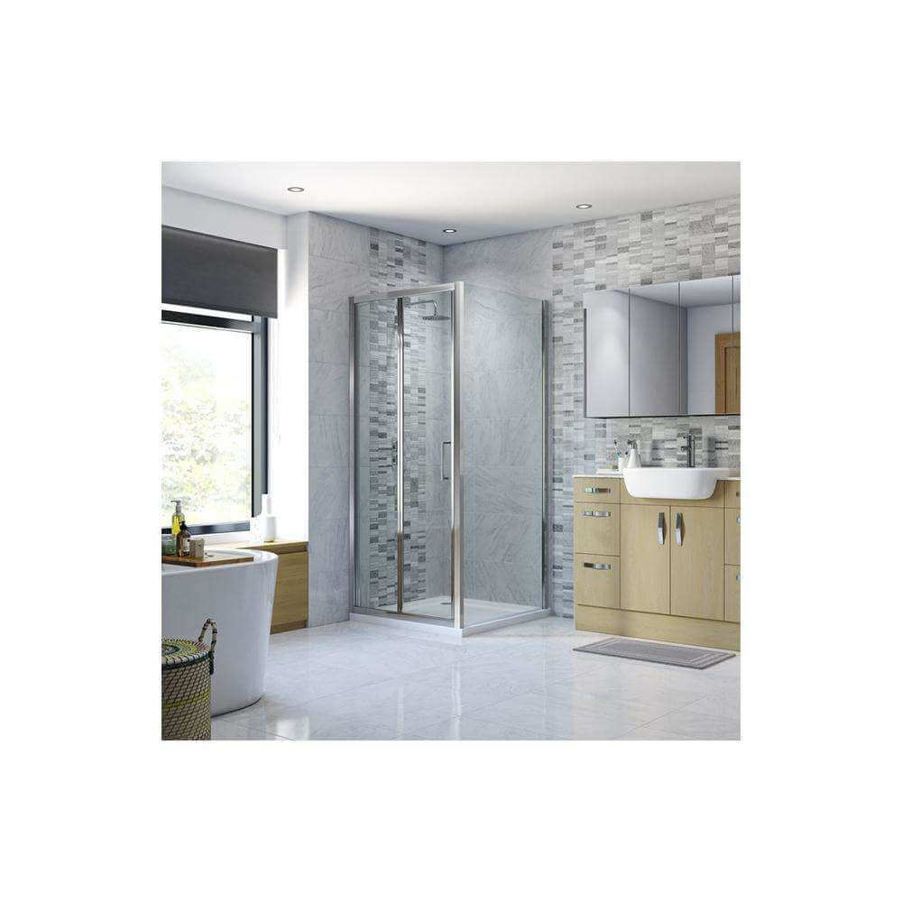 Reflexion Flex Framed 760mm Bi Fold Shower Door Polished Silver