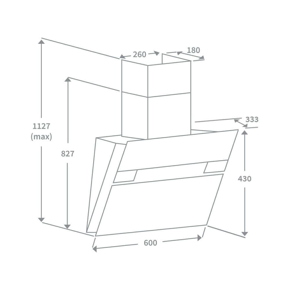 Prima+ 60cm Angled Kitchen Cooker Extractor Hood - Black